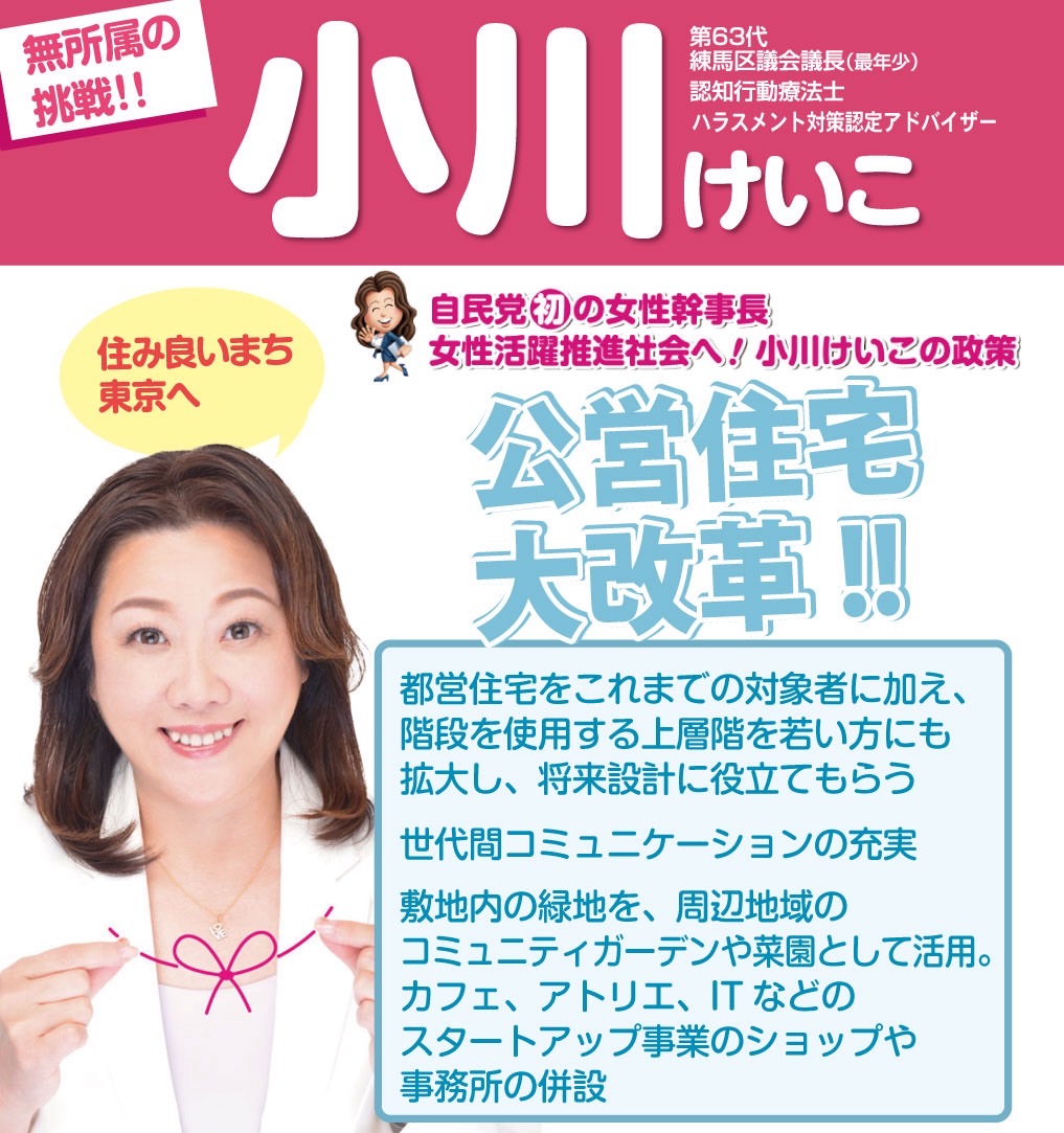 【政策紹介シリーズ④｜公営住宅の大改革🏙️】｜小川けいこ【東京都議会議員候補・練馬区｜無所属保守系】 - 小川けいこ（オガワケイコ） ｜ 選挙 ...